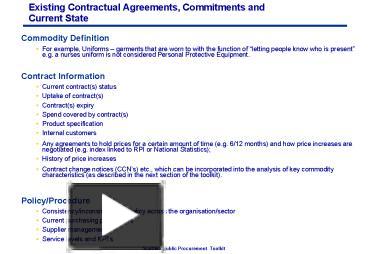 Existing Contractual Agreements, Commitments and Current State ...