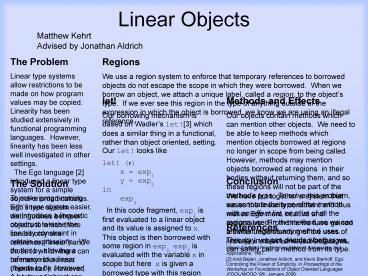Linear Objects presentation | free to view