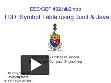 PPT – EEEGEF 492'lab2intro TDD: Symbol Table using Junit PowerPoint ...