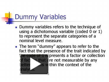PPT – Dummy Variables PowerPoint presentation | free to view - id ...