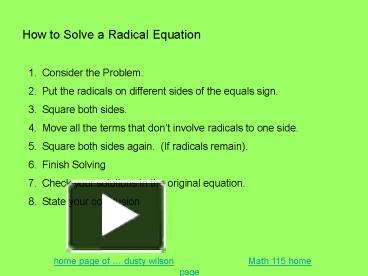 How to Solve a Radical Equation presentation | free to view