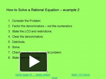 How to Solve a Rational Equation example 2 presentation | free to view