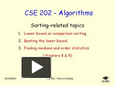 PPT – CSE 202 Algorithms PowerPoint presentation | free to download ...