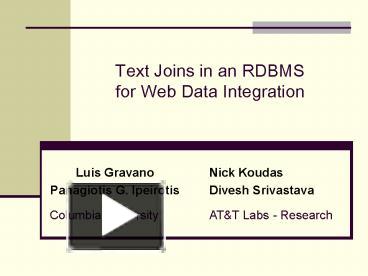 PPT – Text Joins in an RDBMS for Web Data Integration PowerPoint ...
