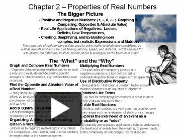 Chapter 2 Properties of Real Numbers presentation | free to view