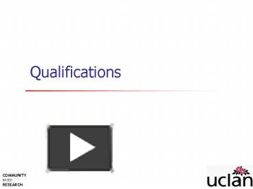 Qualifications presentation | free to view