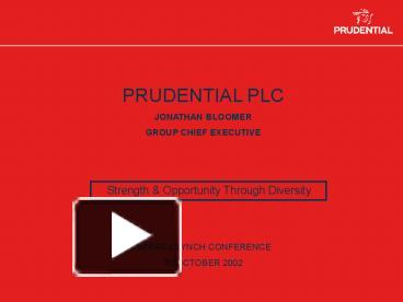 PRUDENTIAL PLC presentation | free to view