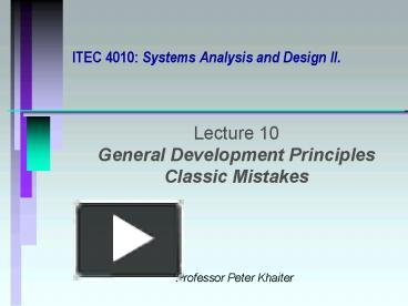 ITEC 4010: Systems Analysis and Design II' presentation | free to view