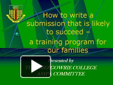 PPT – How to write a submission that is likely to succeed PowerPoint ...