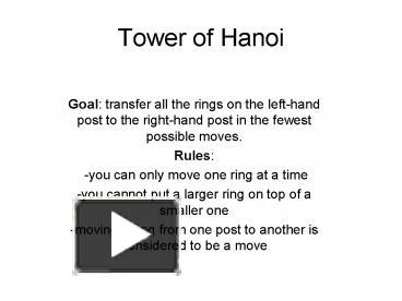 PPT – Tower of Hanoi PowerPoint presentation | free to view - id ...