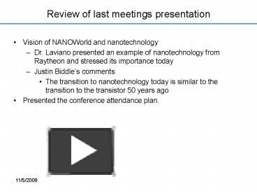 Review of last meetings presentation presentation | free to download