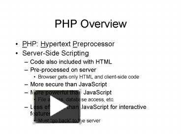 PHP Overview presentation | free to view
