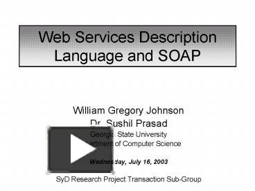 PPT – Web Services Description Language and SOAP PowerPoint ...