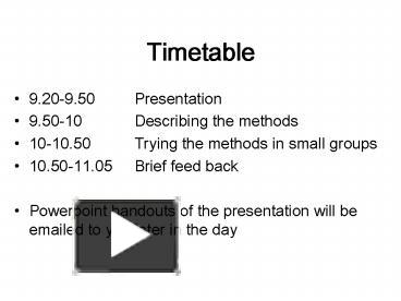 PPT – Timetable PowerPoint presentation | free to view - id: 148b59-YTA2M