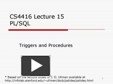 PPT – CS4416 Lecture 15 PLSQL PowerPoint presentation | free to view ...