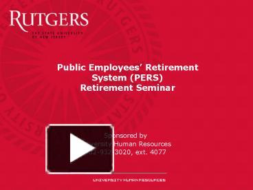 Public Employees Retirement System PERS Retirement Seminar presentation ...