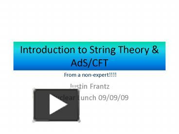 PPT – Introduction to String Theory PowerPoint presentation | free to ...