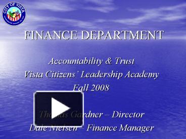FINANCE DEPARTMENT presentation | free to view