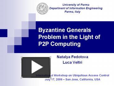 Byzantine Generals Problem in the Light of P2P Computing presentation ...