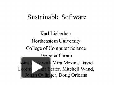 PPT – Sustainable Software PowerPoint presentation | free to download ...