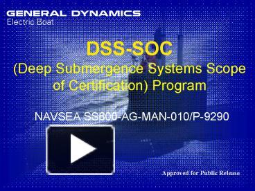 DSSSOC Deep Submergence Systems Scope of Certification Program ...