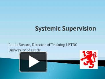 Systemic Supervision presentation | free to view