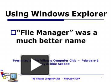 Using Windows Explorer presentation | free to view