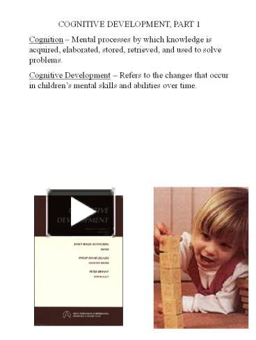 PPT – COGNITIVE DEVELOPMENT, PART 1 PowerPoint presentation | free to ...