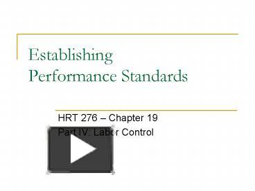 Establishing Performance Standards presentation | free to view
