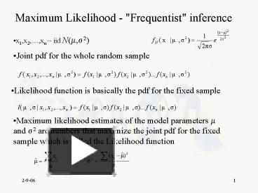 Maximum Likelihood "Frequentist" inference presentation | free to download