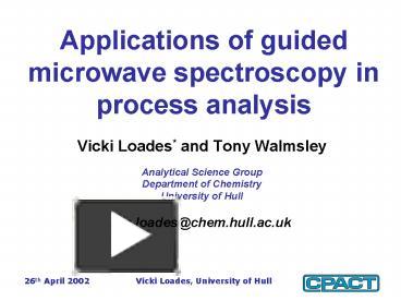 PPT – Applications of guided microwave spectroscopy in process analysis ...
