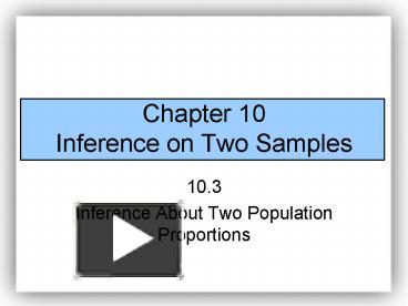 PPT – Chapter 10 Inference on Two Samples PowerPoint presentation ...
