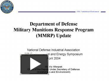 PPT – Department of Defense Military Munitions Response Program MMRP ...