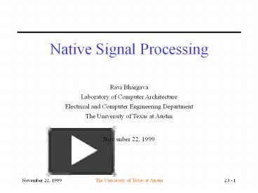 Native Signal Processing presentation | free to download