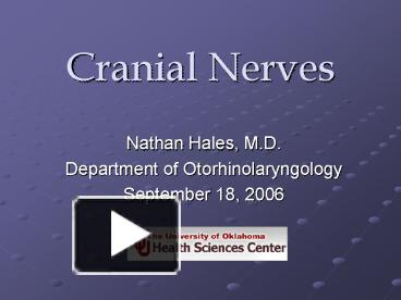 Cranial Nerves presentation | free to view