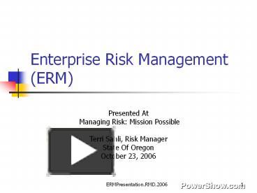 Enterprise Risk Management (ERM) presentation | free to view