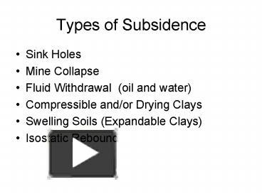 Types of Subsidence presentation | free to view