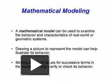Mathematical Modeling presentation | free to view