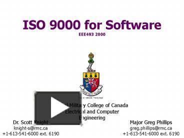 ISO 9000 for Software EEE493 2000 presentation | free to view