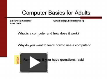 Computer Basics for Adults presentation | free to view