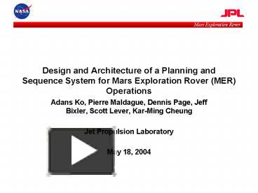 PPT – Design and Architecture of a Planning and Sequence System for ...
