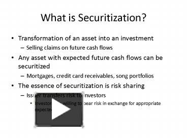 What is Securitization presentation | free to view