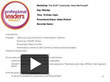 Presenters Name: Adam Pollack presentation | free to view