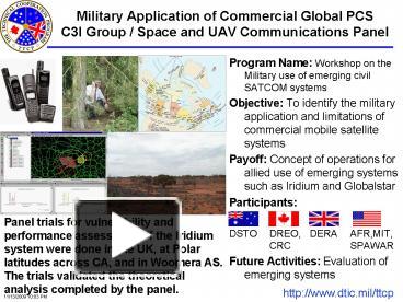 Military Application of Commercial Global PCS C3I Group Space and UAV ...