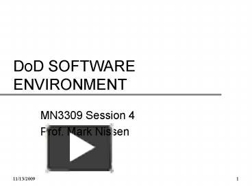 DoD SOFTWARE ENVIRONMENT presentation | free to view