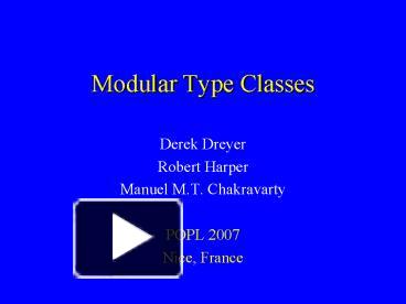 PPT – Modular Type Classes PowerPoint presentation | free to download ...