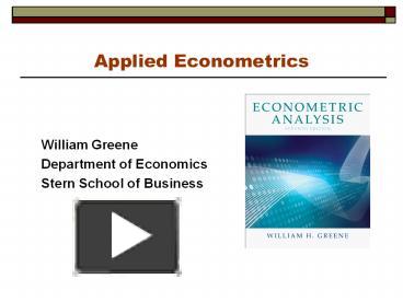PPT – Applied Econometrics PowerPoint presentation | free to view - id ...