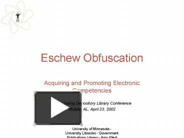 PPT – Eschew Obfuscation PowerPoint presentation | free to view - id ...