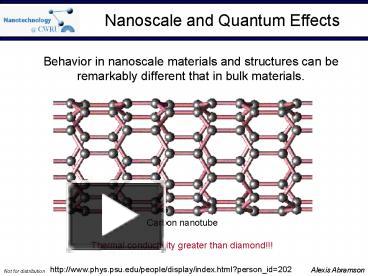 Nanoscale and Quantum Effects presentation | free to view