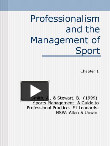 PPT – Professionalism and the Management of Sport PowerPoint ...